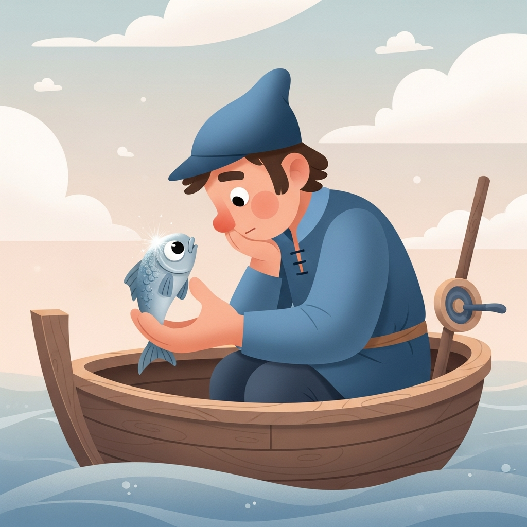 El pescador y el pececito por Esopo - Cuentos para niños - Boky