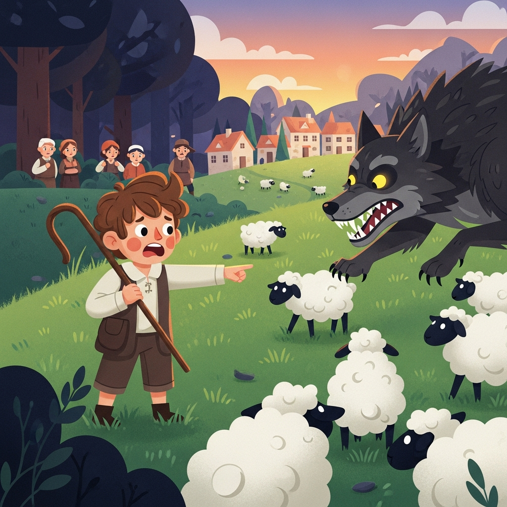 El pastorcito y el lobo por Esopo - Cuentos para niños - Boky